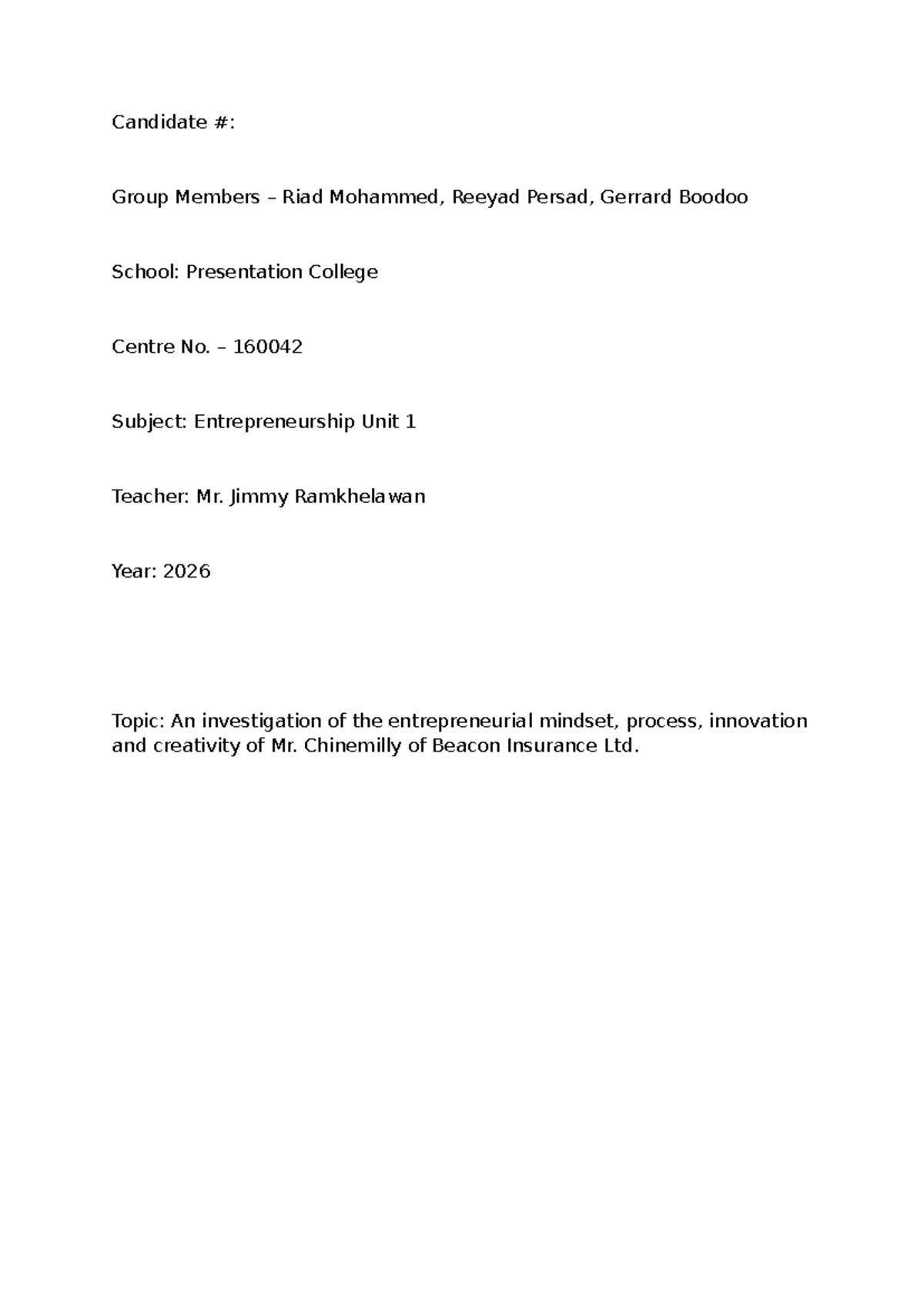 Entrepreneurship IA: Analyzing Mr. Chinemilly's Mindset & Innovation ...