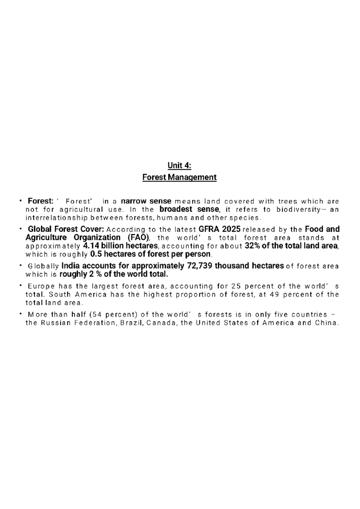 Unit 4: Forest Management and Conservation Strategies - Studocu