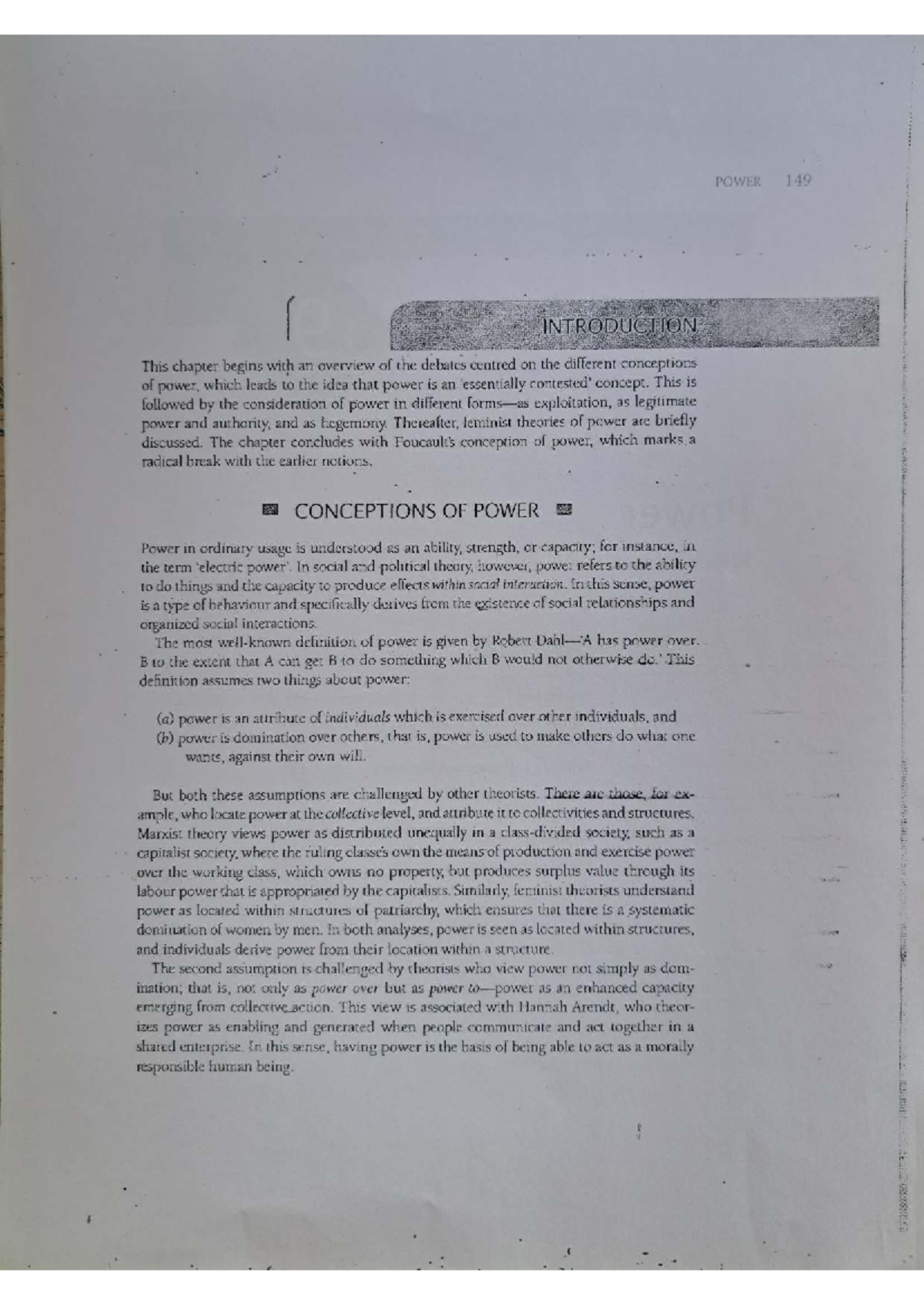 POWER 149: Conceptions of Power in Political Theory and Feminist ...
