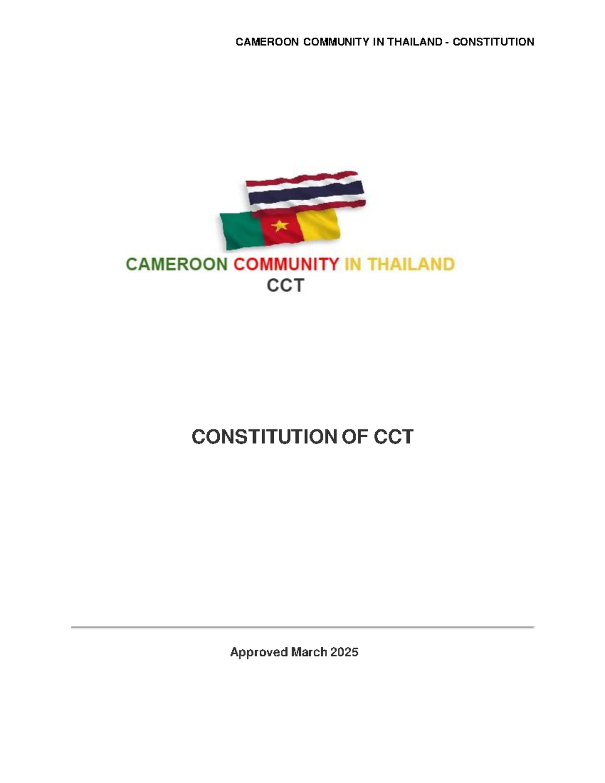 Constitution of the Cameroon Community in Thailand (CCT) - March 2025 ...
