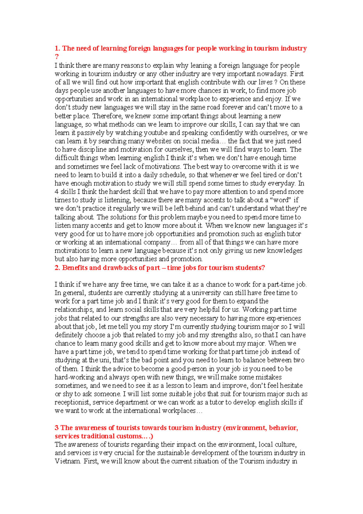ORAL TEST - ENGLISH ESSAYS - The need of learning foreign languages for ...