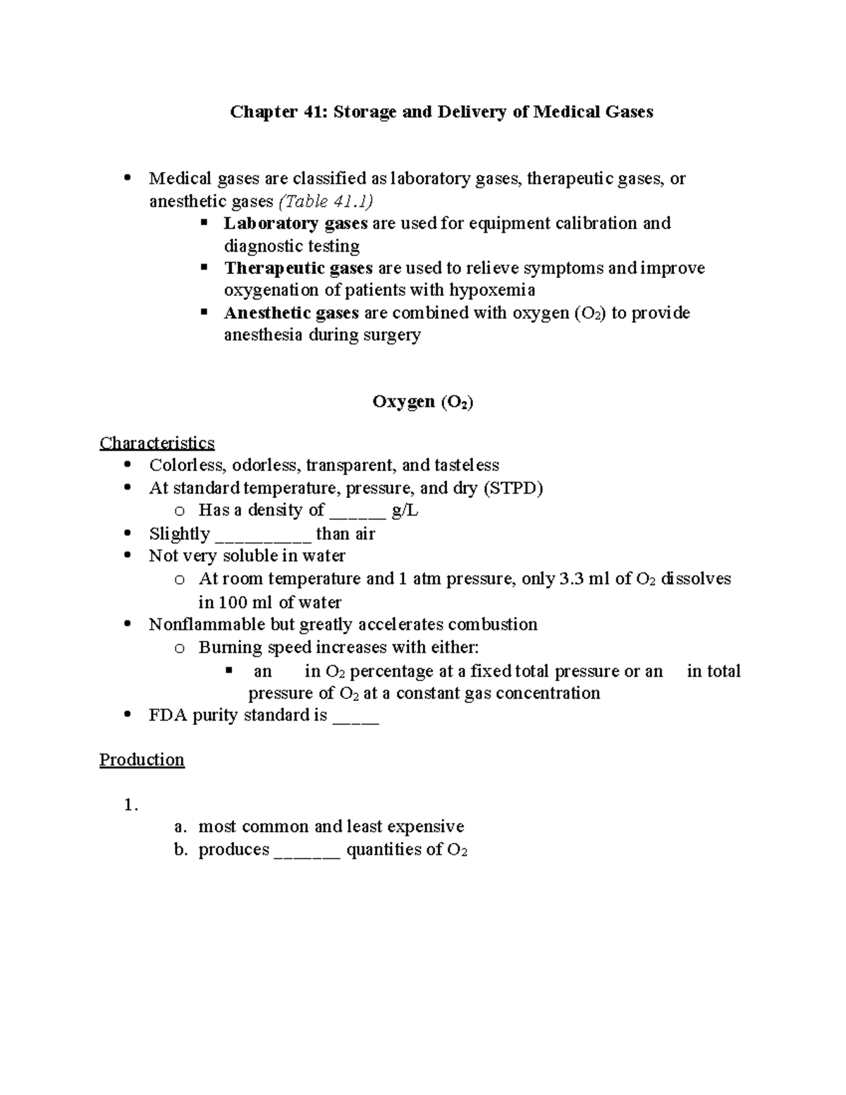 Chapter 41: Medical Gases - Storage & Delivery Overview - Studocu