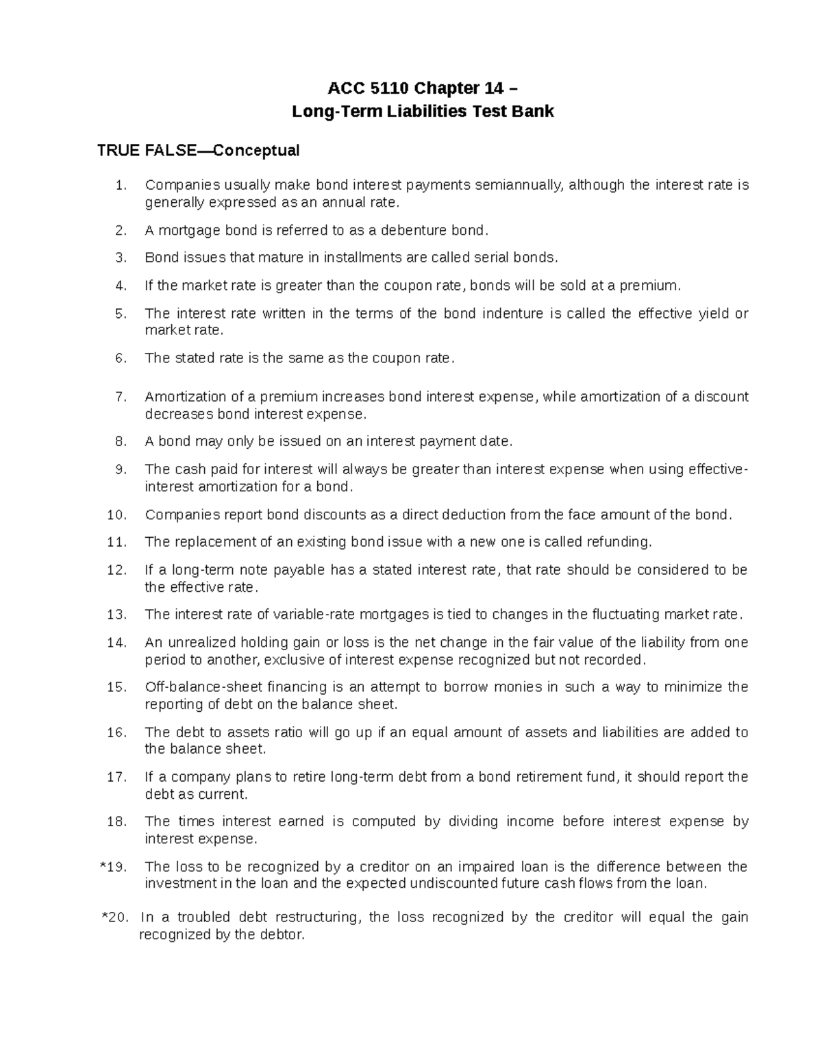 42059240 - ACC 5110 Long-Term Liabilities Chapter 14 Test Bank - Studocu