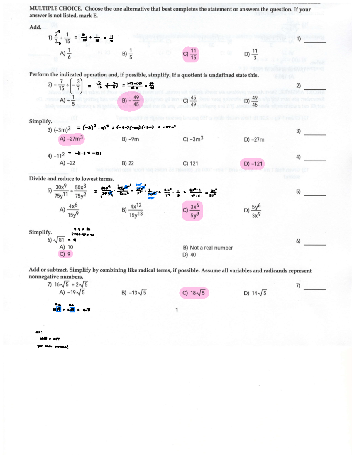 Math 104 Final Exam Algebra Review Worksheet - Studocu