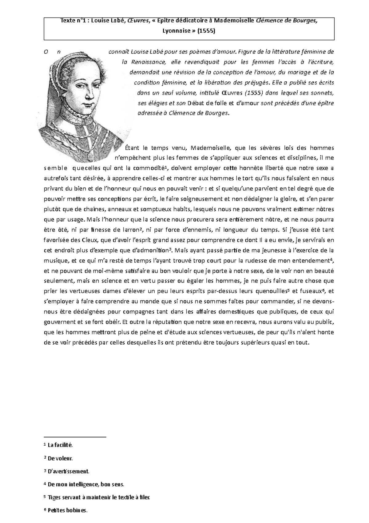 LLC8 - Analyse Linéaire de l'Épitre Dédicatoire de Louise Labé pour le ...