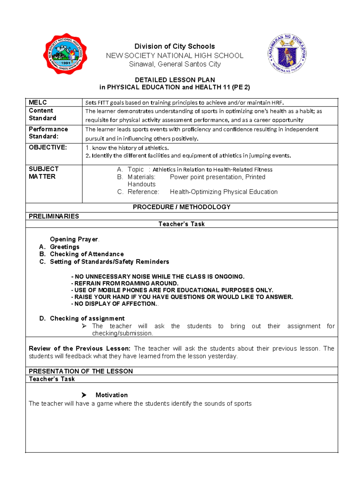 Cimeni-COT3-athletics - Division of City Schools NEW SOCIETY NATIONAL ...