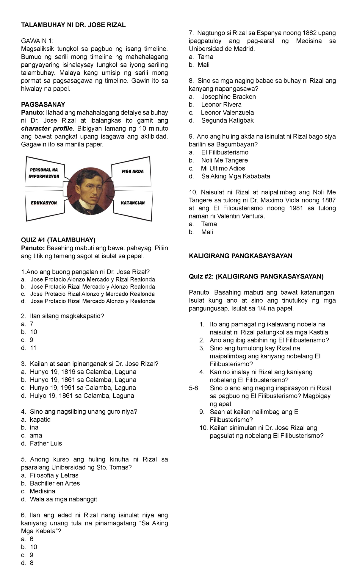 MGA Gawain SA Filipino - Hhiunn - TALAMBUHAY NI DR. JOSE RIZAL GAWAIN 1 ...