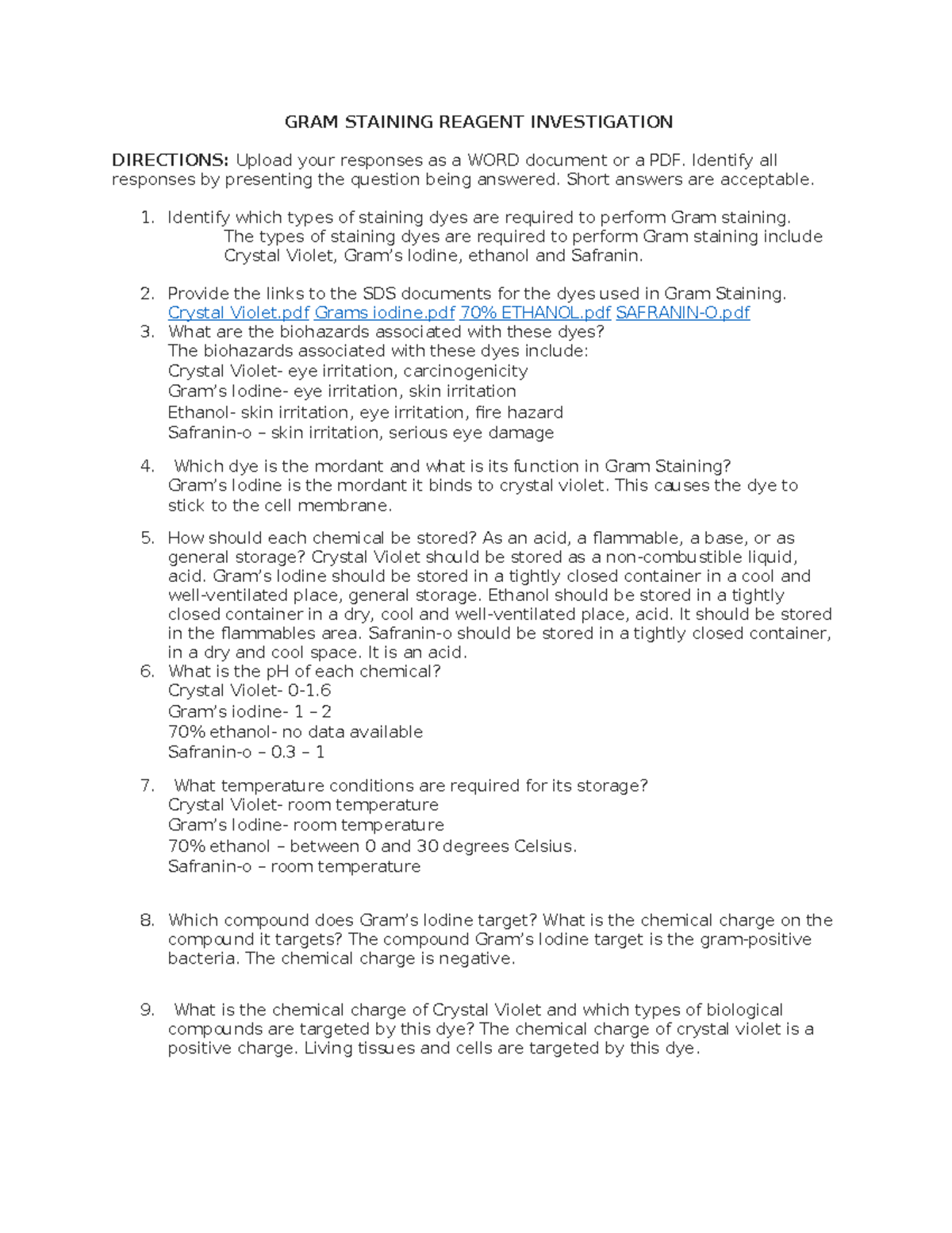 Gram Staining Reagent Investigation for BSC101 - Final Exam Notes - Studocu