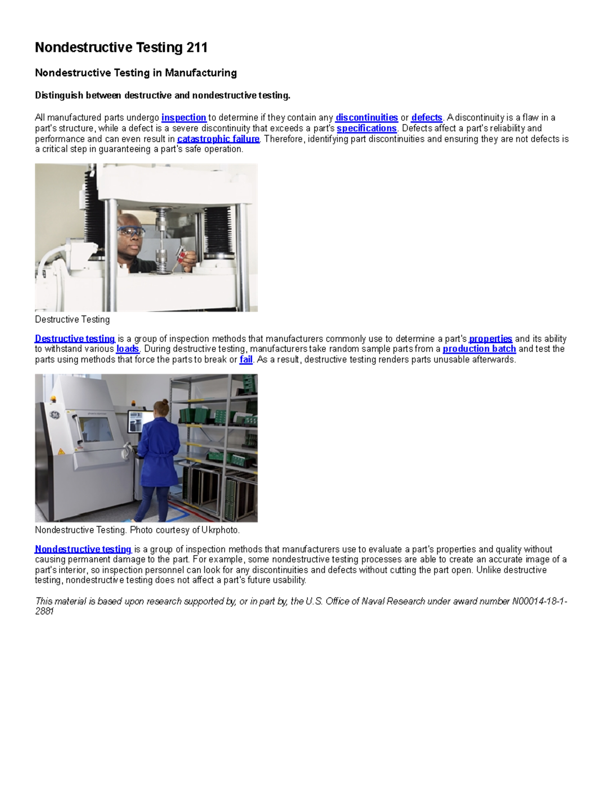 Nondestructive 211 - sme lecture - Nondestructive Testing in ...