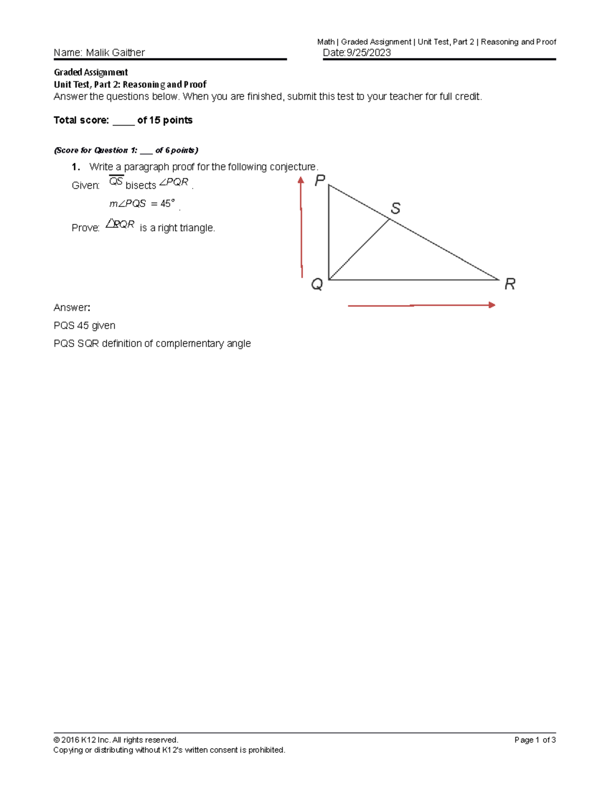 8084943 - Math Unit Test, Part 2: Reasoning and Proof Notes - Studocu
