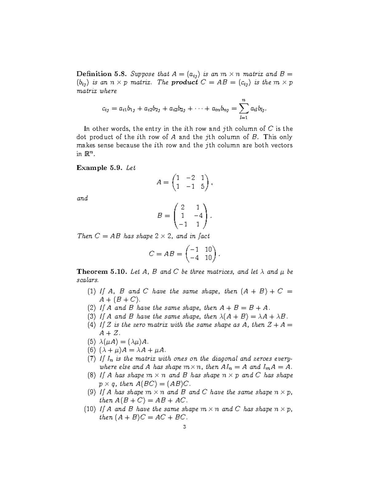 MIT 18.022F10 Lecture 5: Matrix Multiplication and Properties - Studocu