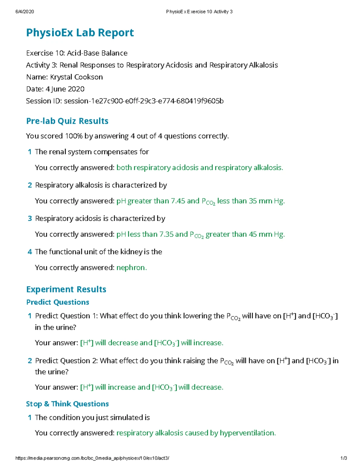 Physio Ex Exercise 7 Activity 1 - PhysioEx Lab Report Exercise 7 ...
