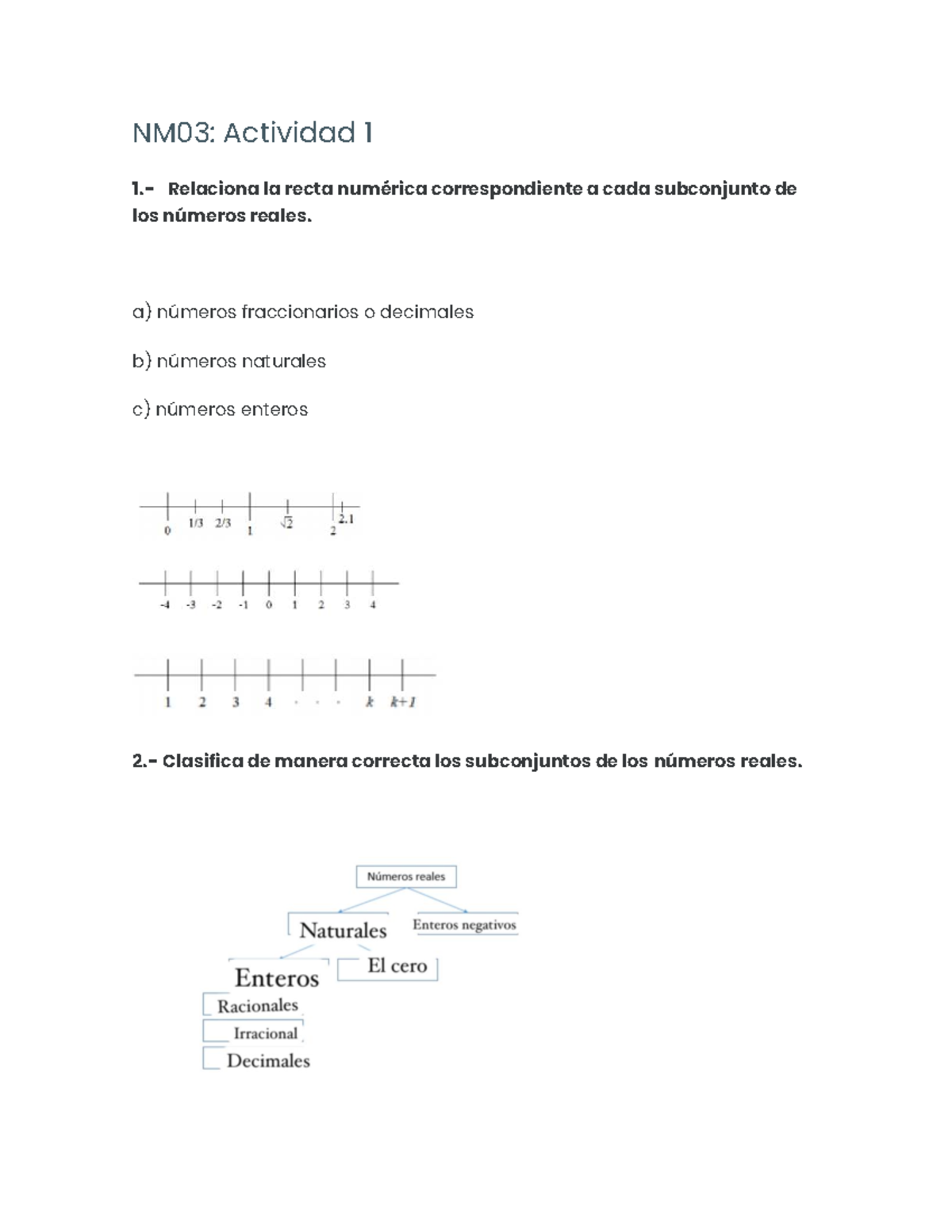 NM03: Actividad 1 - Clasificación de Números Reales y Operaciones - Studocu