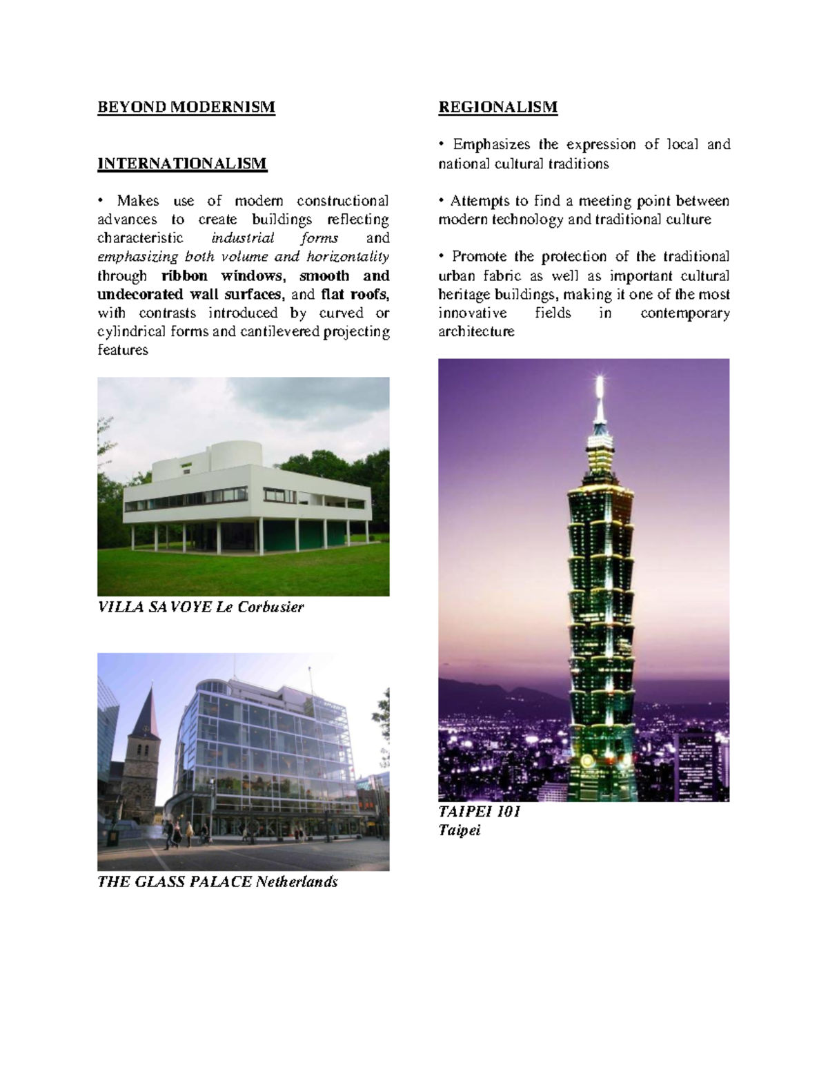 BEYOND MODERNISM: REGIONALISM & INTERNATIONALISM in Architecture - Studocu