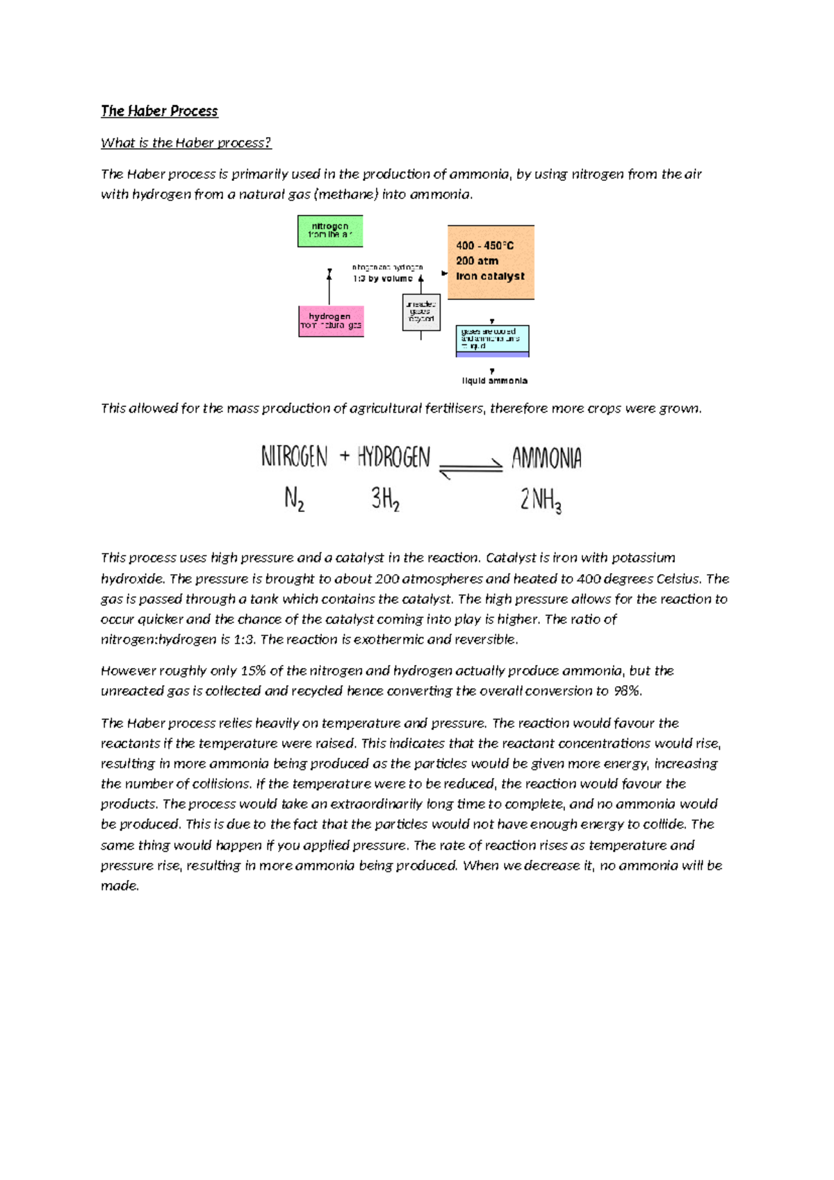 Haber Process Overview: Key Steps & Diagram Explained - Studocu