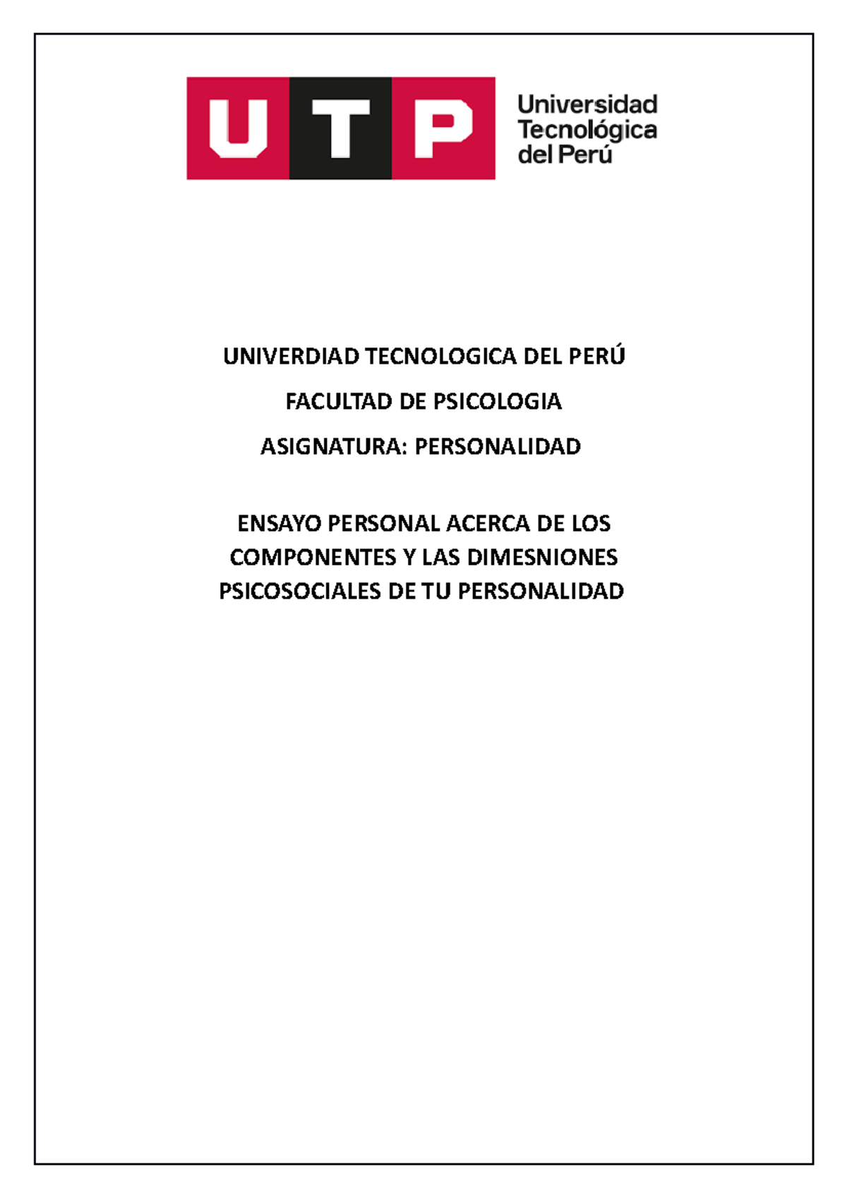 (AC-S07) Autoanálisis Psicoanalítico de la Personalidad - Semana 7 ...