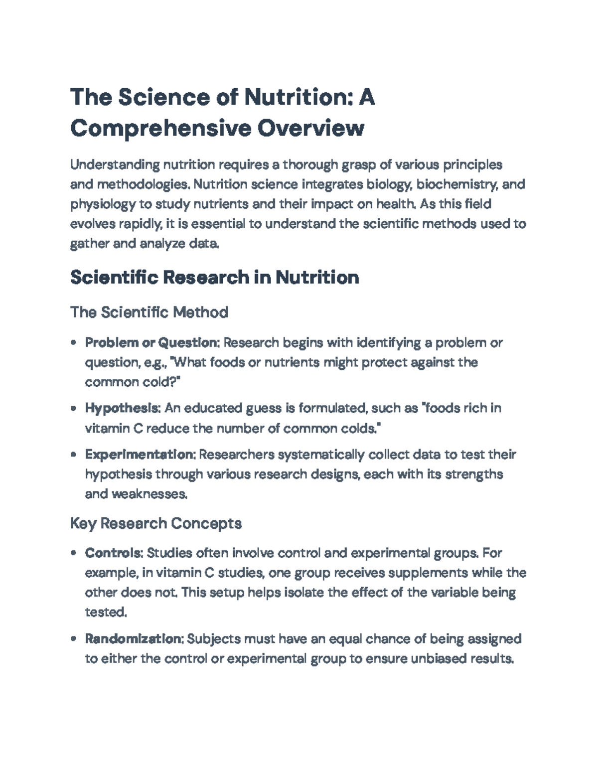 NUTR101: Comprehensive Overview of Nutrition Science and Research ...