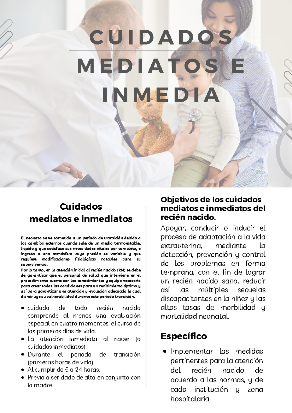 Cuidados Inmediatos y Mediatos para el Recién Nacido en Neonatología ...