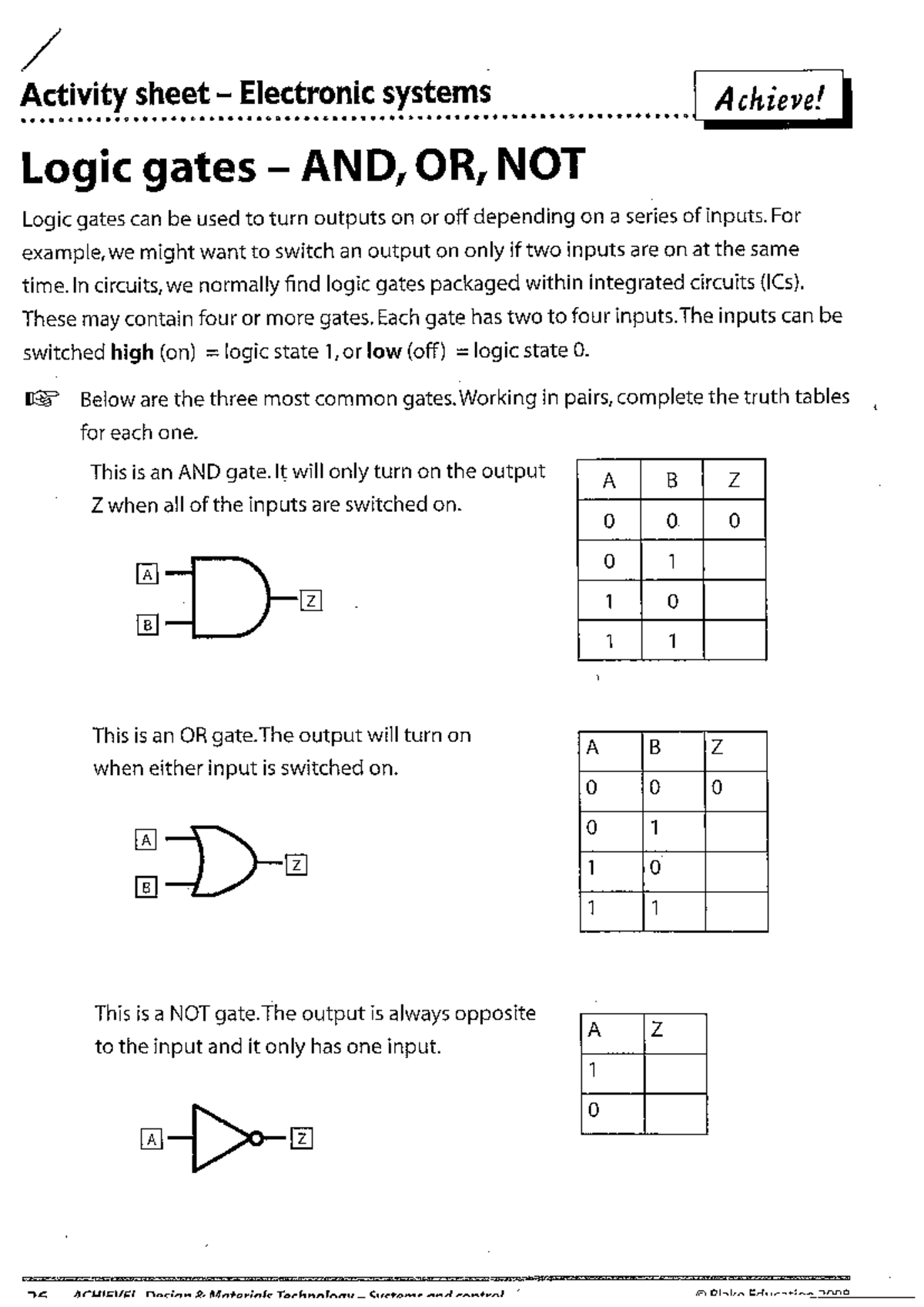 Truth Table Handout for Logic Gates (HSC 2018) - Studocu