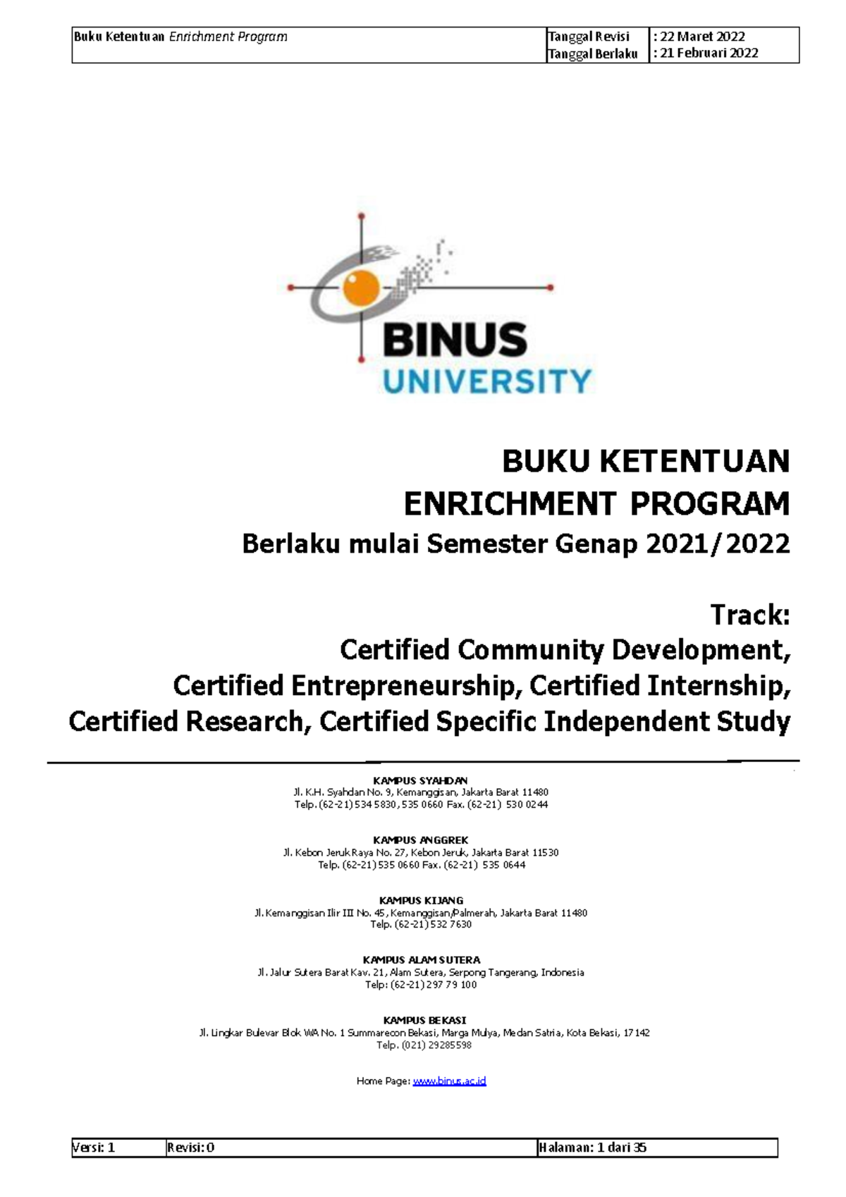 Buku Pedoman Enrichment Program Semester Genap 2021/2022 - Studocu