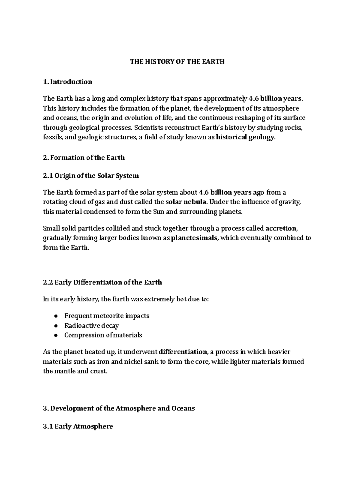 HIST 101: The Geological and Biological History of Earth - Studocu