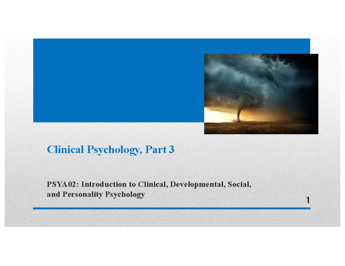 PSYA02 Winter 2026 Lecture 17: Clinical Psychology Overview - Studocu