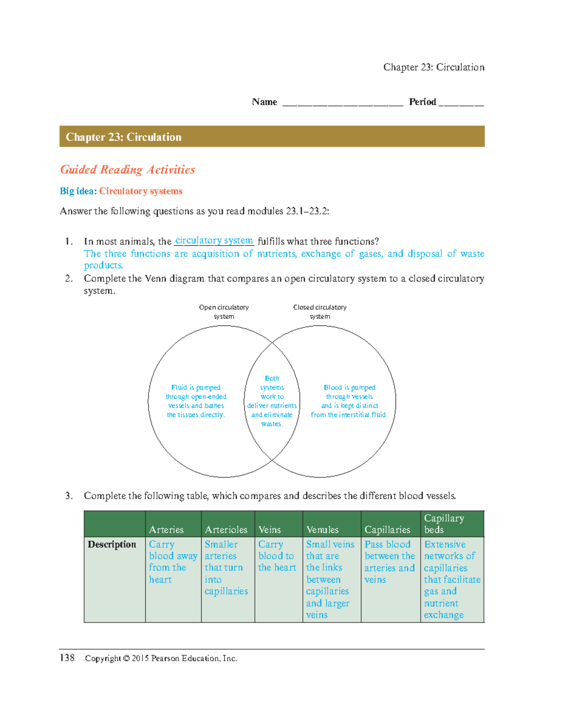 23 Guided Reading Activity Answers: Chapter 23 Circulation Insights ...