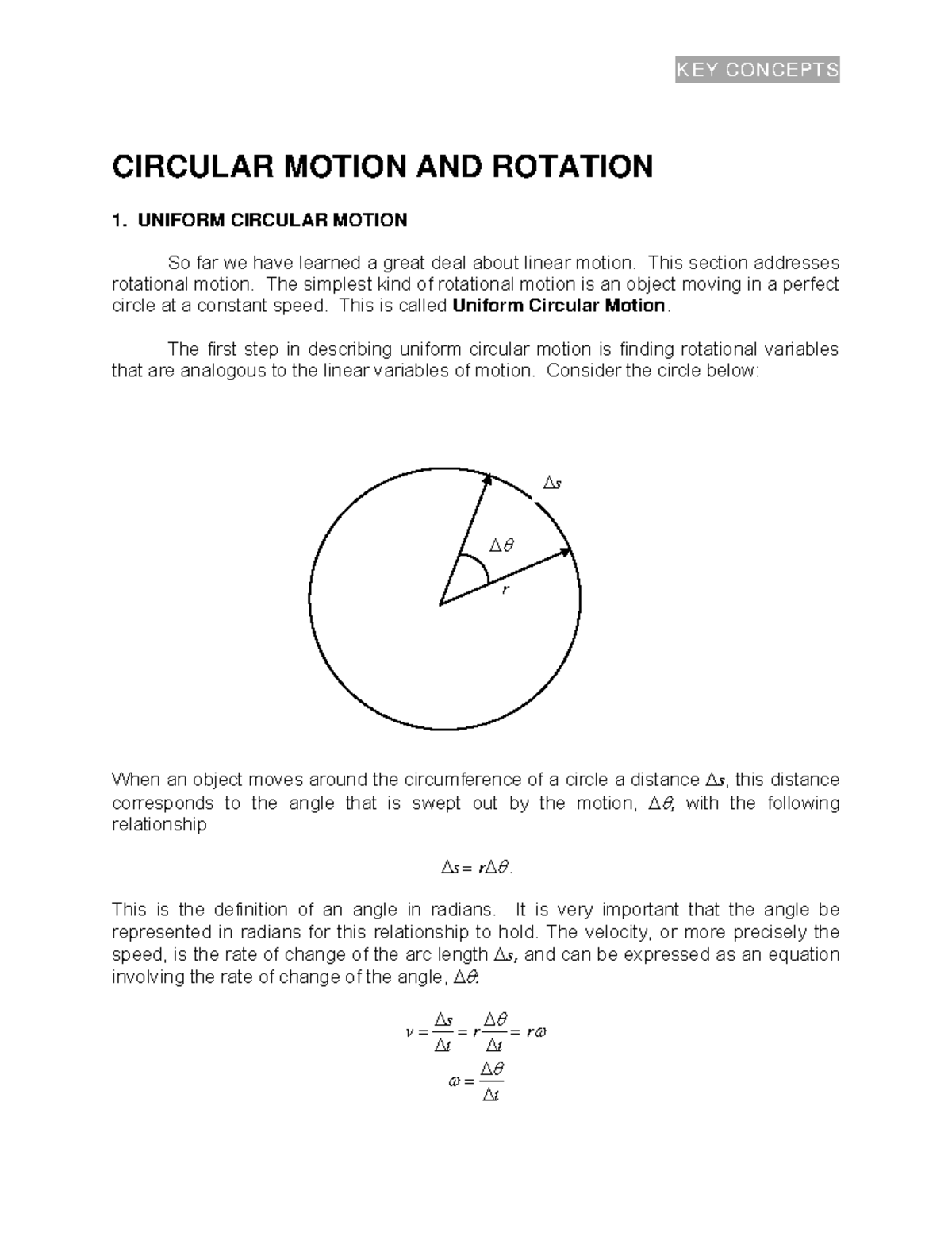 Chapter 7: Key Concepts in Circular Motion & Rotation (PHYS 101) - Studocu
