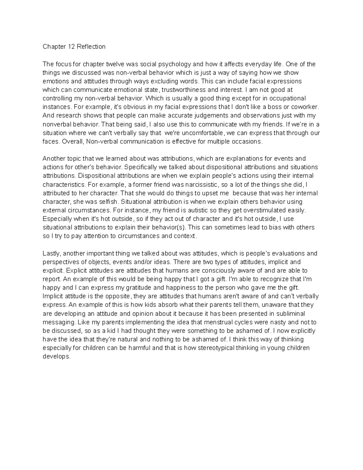 Ch.12 reflection - Chapter 12 Reflection The focus for chapter twelve ...