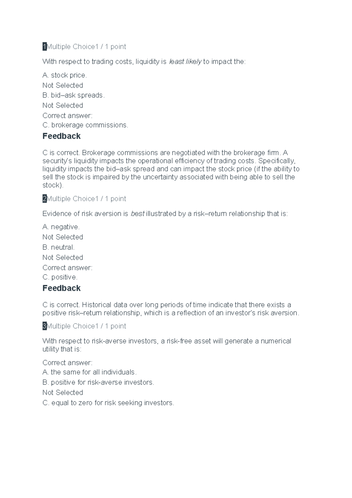 Portfolio Management Chapter 1: Multiple Choice Questions and Answers ...