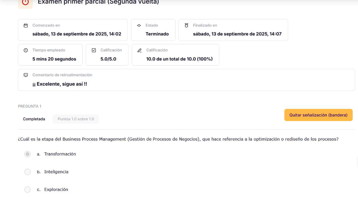 Gestión de Procesos de Negocio - Examen 1 - Segunda Vuelta - Studocu