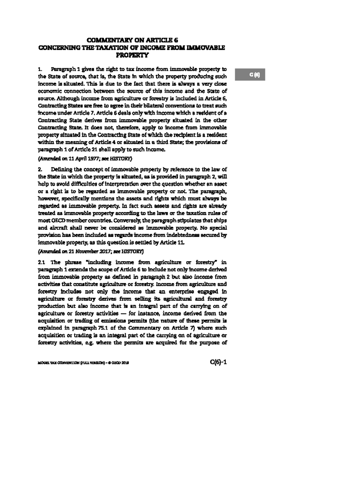 OECD Model Commentary on Article 6: Taxation of Immovable Property ...