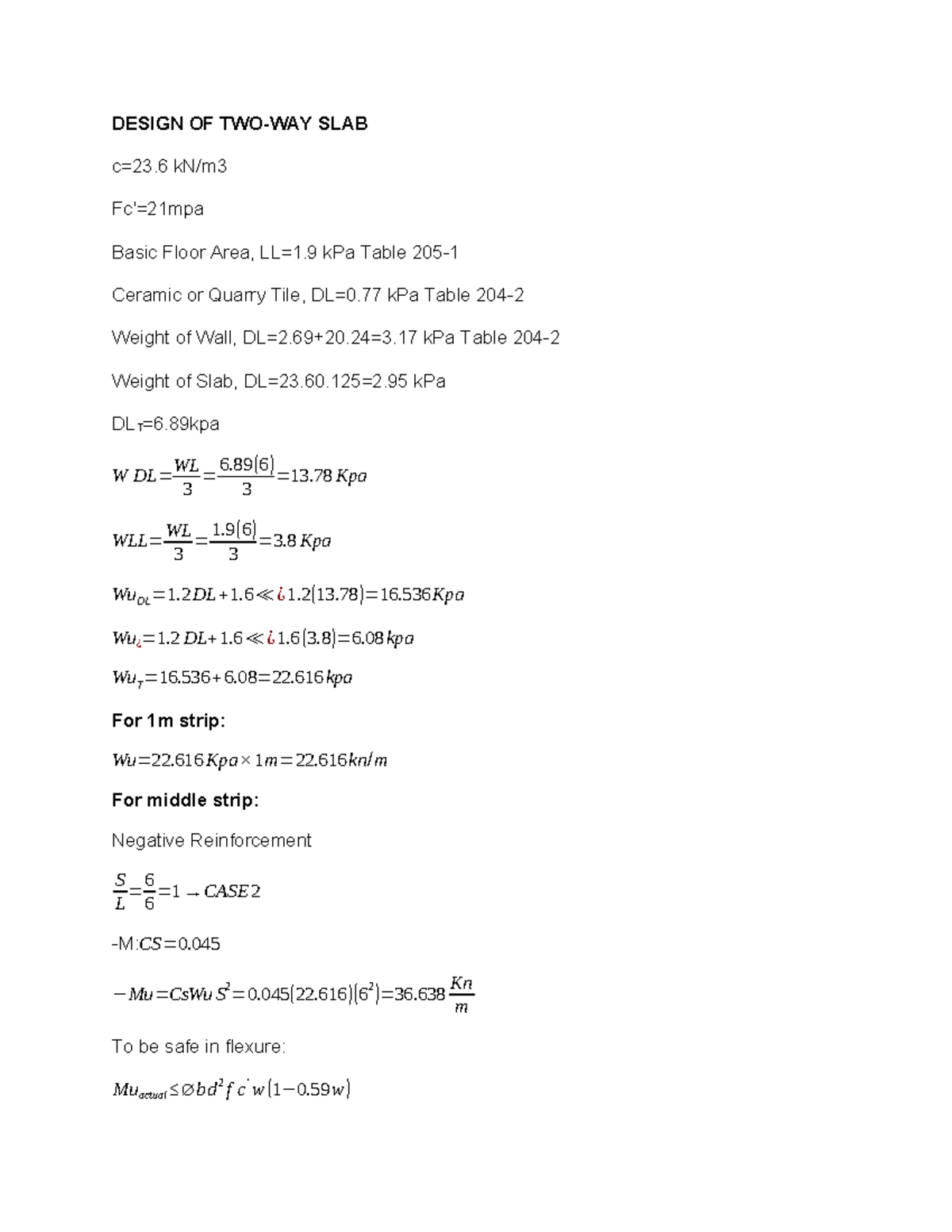 DESIGN OF TWO-WAY SLAB: Load Tables & Reinforcement Details - Studocu