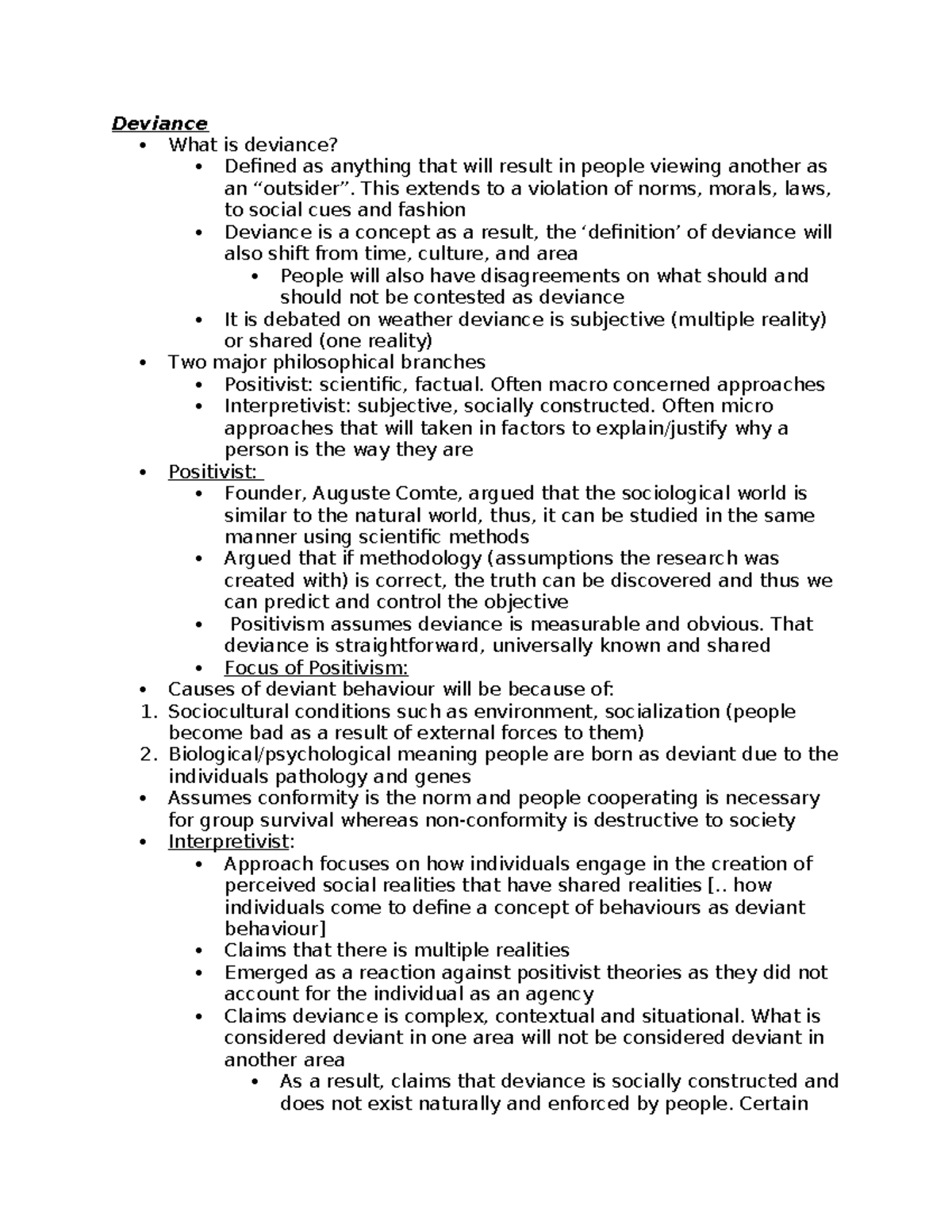 Socio 2bb3 - Detailed notes from Lecture 1-4. Study guide - Deviance ...