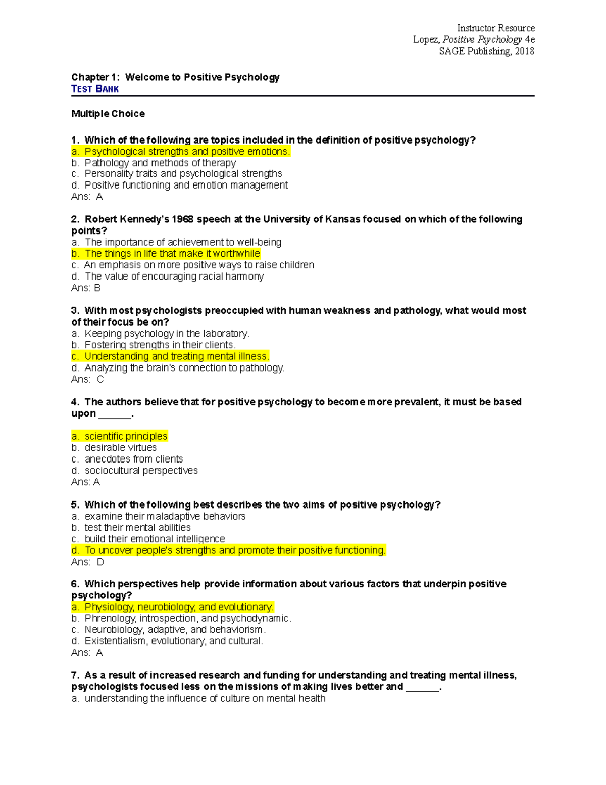335 Midterm 1 Positive Psychology Practice Test Bank - Studocu