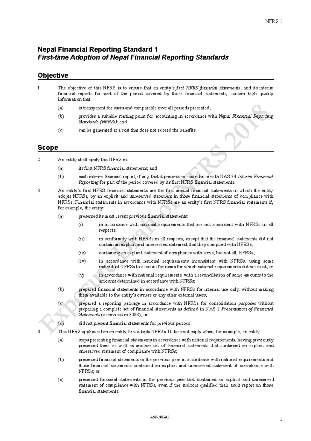 NFRS 1 - First-time Adoption of Nepal Financial Reporting Standards ...