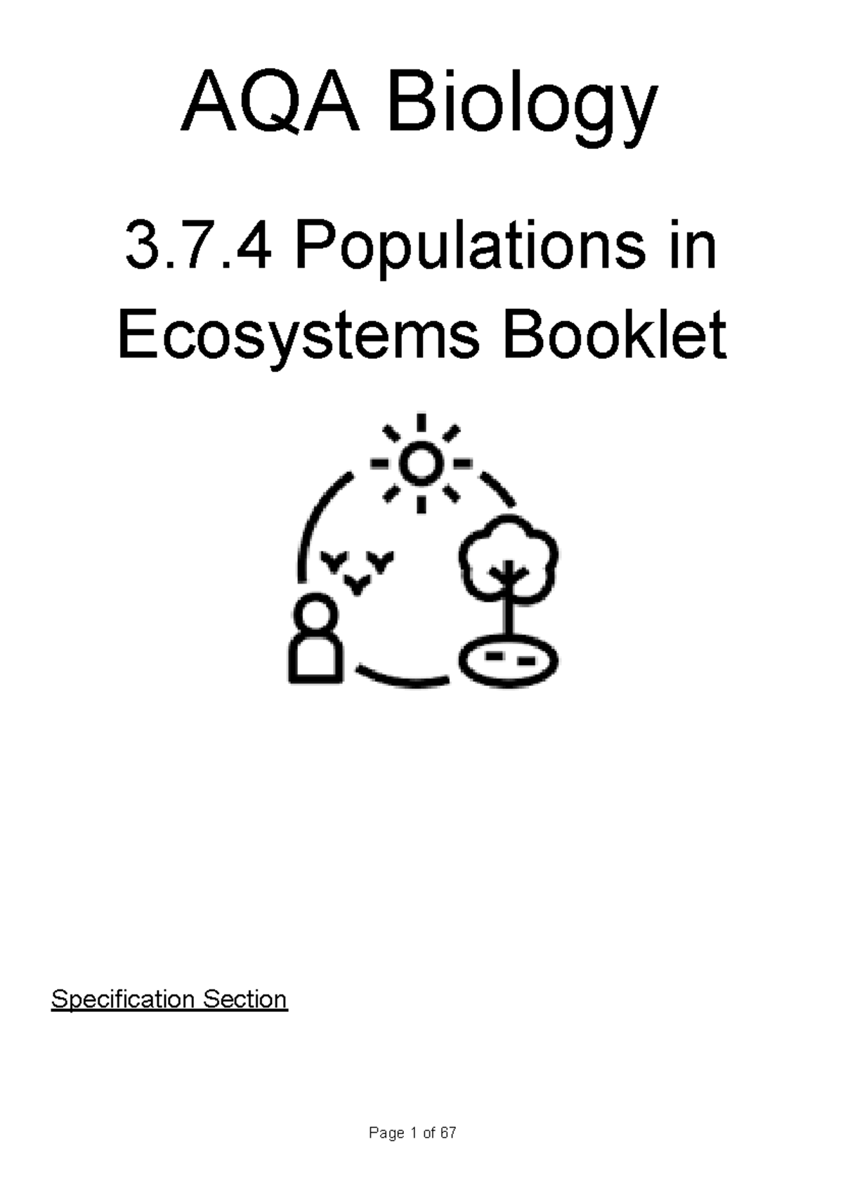 AQA Biology 3.7.4 Populations and Ecosystems Booklet Notes - Studocu