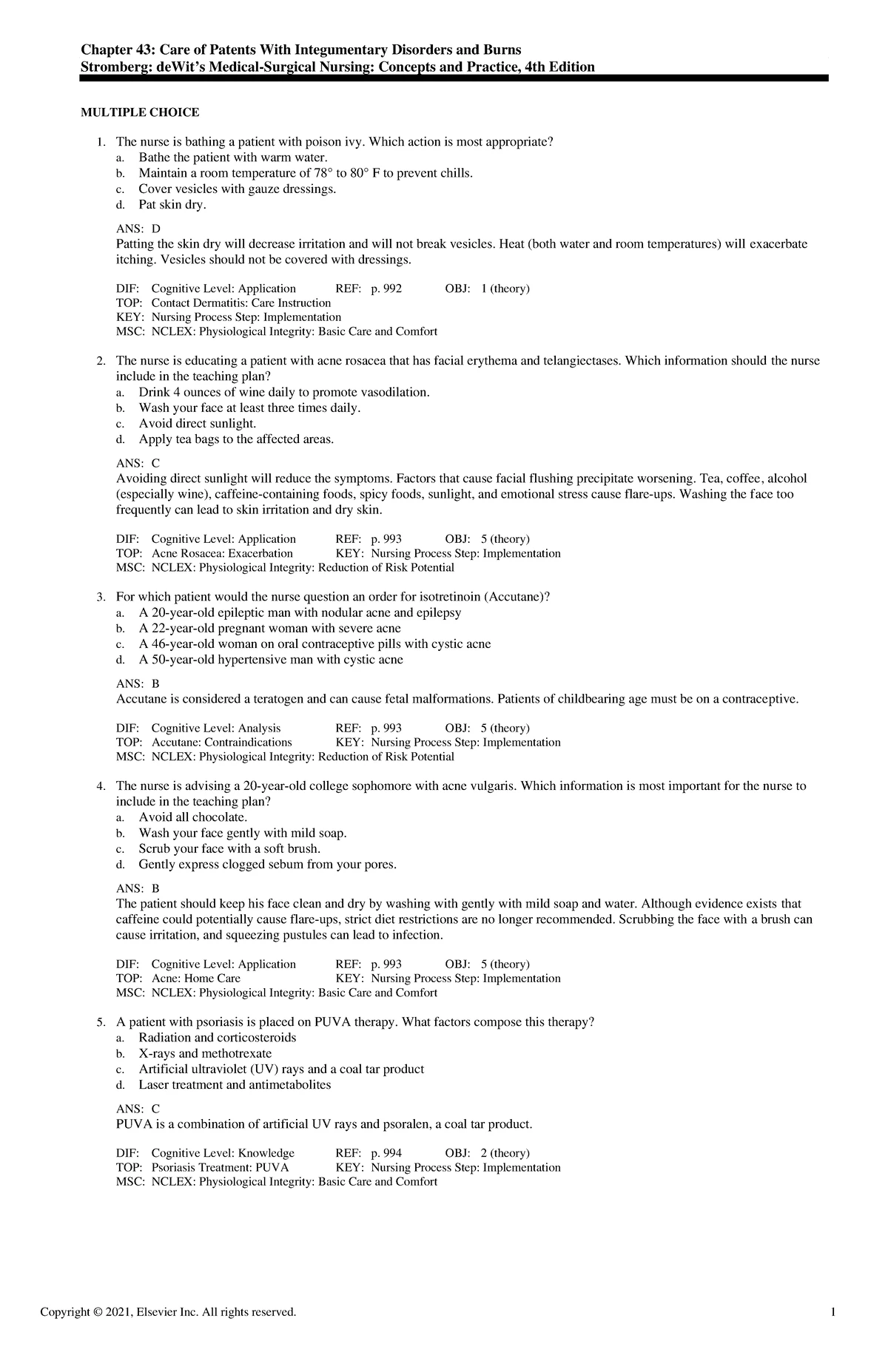 Exam View - Chapter 22 - Chapter 22: Health Care Adaptations for the ...
