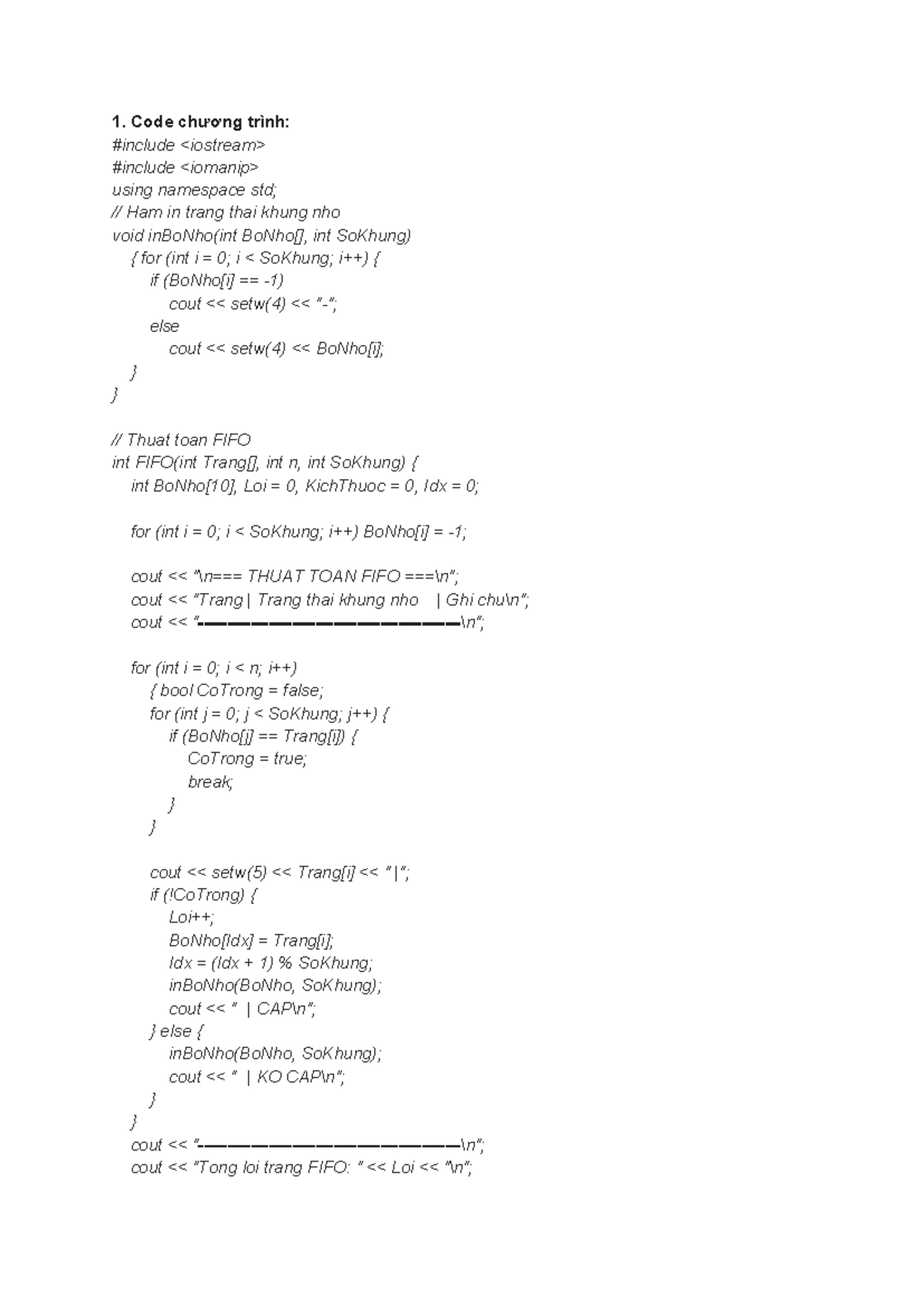 Thuyết minh về các Thuật Toán Quản Lý Bộ Nhớ: FIFO, LRU, Optimal (CS101 ...