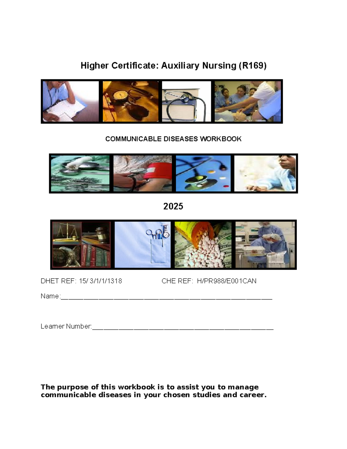 Communicable Diseases Workbook 2025 - Higher Certificate: Auxiliary ...