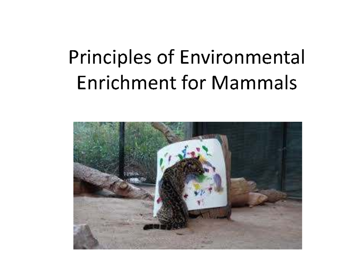 Principles of Environmental Enrichment for Mammals - ANSC406 Lecture ...