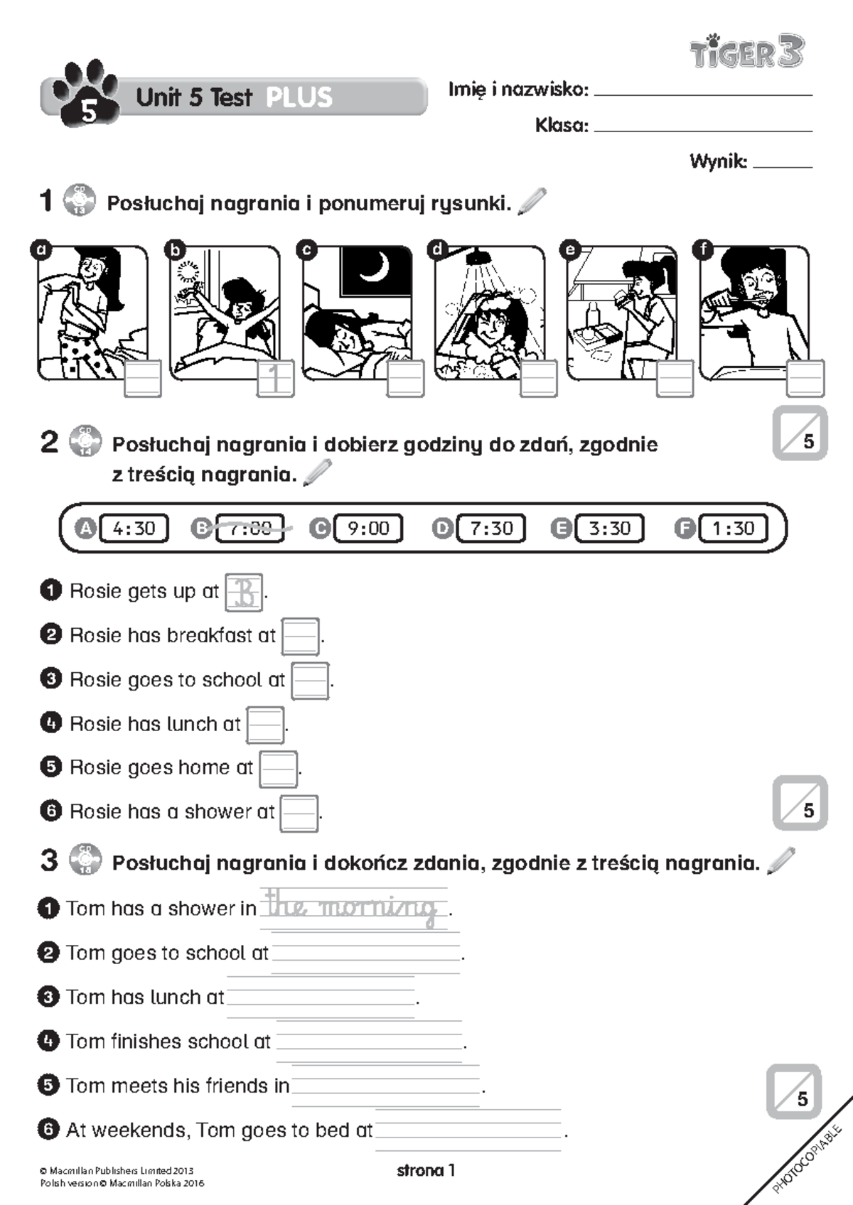 Tiger 3 Unit 5 Test PLUS - Listening Exercise and Activities - Studocu