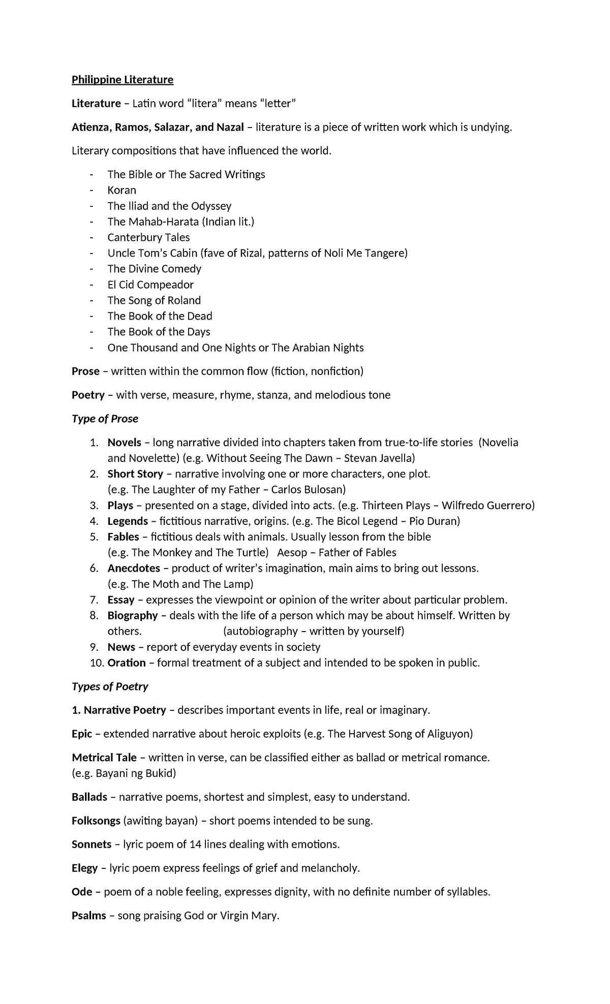 Ph-lit - Sjdjd - Philippine Literature Literature – Latin word “litera ...