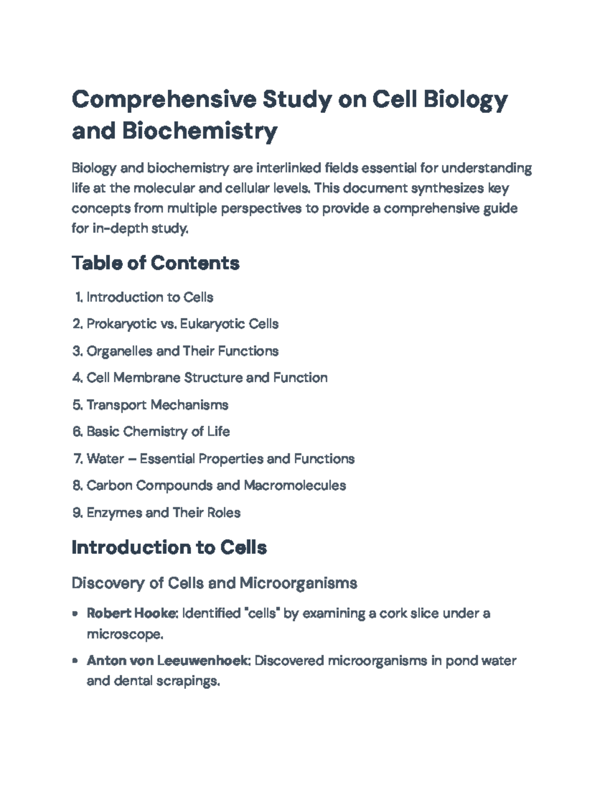 Comprehensive Study Guide: Cell Biology & Biochemistry Fundamentals ...