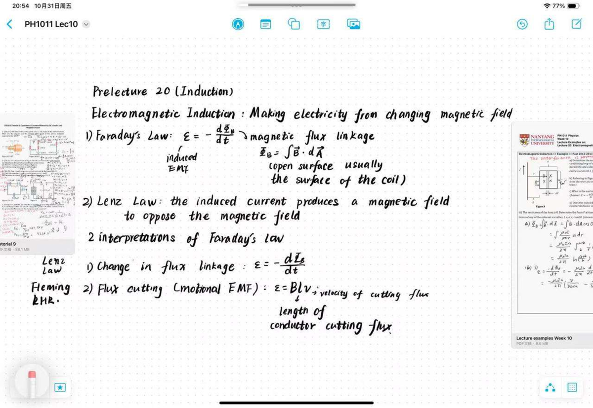 PH1011 Week 10 Lecture Notes: Electromagnetic Induction & Applications ...