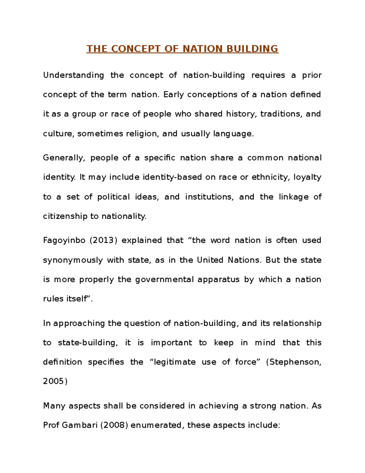 THE Concept OF Nation Building - THE CONCEPT OF NATION BUILDING ...