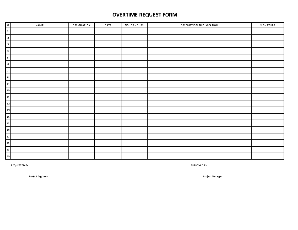 OT Form - overtime form sample - Human Resource Management - # NAME ...