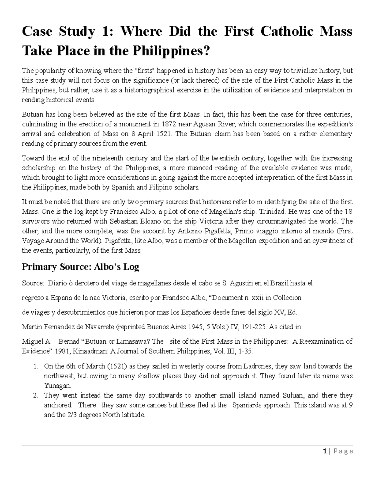 Case Study 123: The First Catholic Mass, Cavite Mutiny, and Rizal's ...