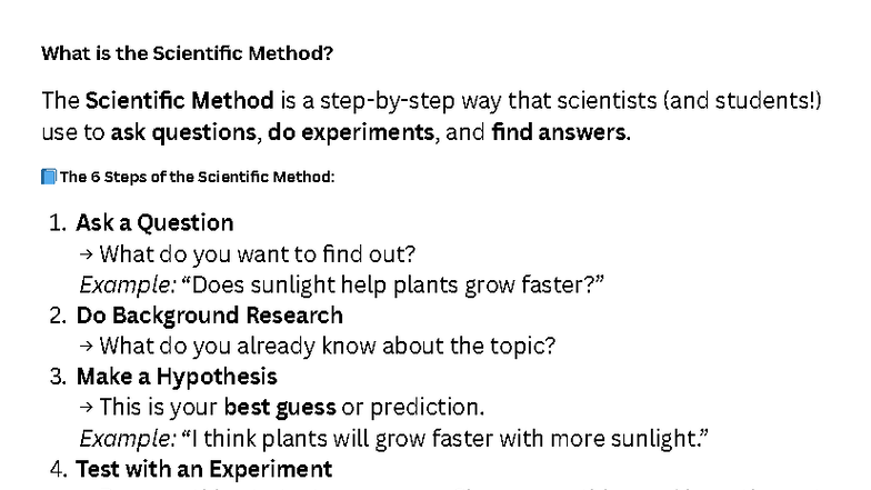 Understanding the Scientific Method: Key Steps and Concepts - Studocu
