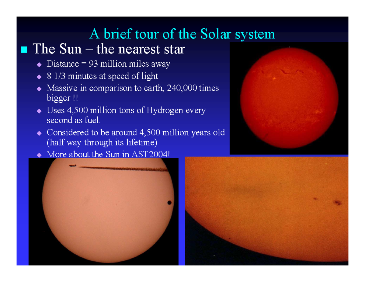 Section 3b - The solar system - student - A brief tour of the Solar ...